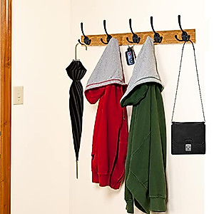 IBosins 7 Pack Big Heavy Duty Three Prongs Coat Hooks Wall Mounted with 14 Screws Retro Double Utility Rustic Hooks for Thick Coat, Big Heavy Bag