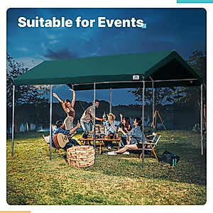 ADVANCE OUTDOOR 10x20 ft Heavy Duty Carport Potable Car Canopy Garage Party Tent Boat Shelter, Adjustable Height from 9.5 ft to 11 ft, Green