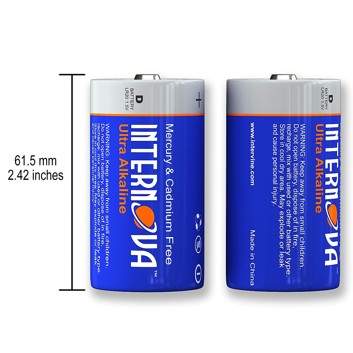 INTERNOVA® Alkaline D Cell Batteries, LR20 1.5V Cell High Performance, Easy to Open 6 Count Pack