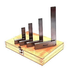 Assorts' Precision Machinist 2"/ 3"/ 4" & 6" Inches Steel Try Square DIY General Workshop Tools (Set of 4 Sizes) for Metal & Wood Workers-Supplied in a Plastic Box