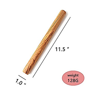 Ideaolives Olive Wood Rolling Pin, Natural Wood Dough Roller, French Rolling Pins for Baking, Non-Toxic Thin Rolling Pin for Pizza Bread Fondant Pasta, Wooden Pizza Roller with No Dents or Gaps, 11.5"