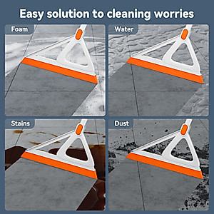 Multifunction Magic Broom, Squeegee Broom for Floor, Rubber Broom, Silicone Broom for Floor Cleaning, Magic Broom Sweeper for Living Room, Kitchen, Bathroom-Easy Dry The Glass (Orange, 54 INCH)