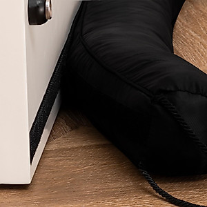 Sunolga 34 Inches Waterproof Under Door Draft Stopper Filled with Glass Beads & Cotton, Removable Machine Washable 2 lb Sound Proof Door Draft Blocker for Door & Window, Black