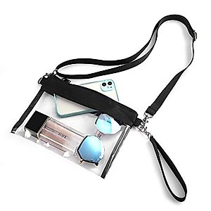 MAY TREE Clear Purse for Concert Stadium Festival Concert Clear Bag Stadium Approved for Women and Men, Black