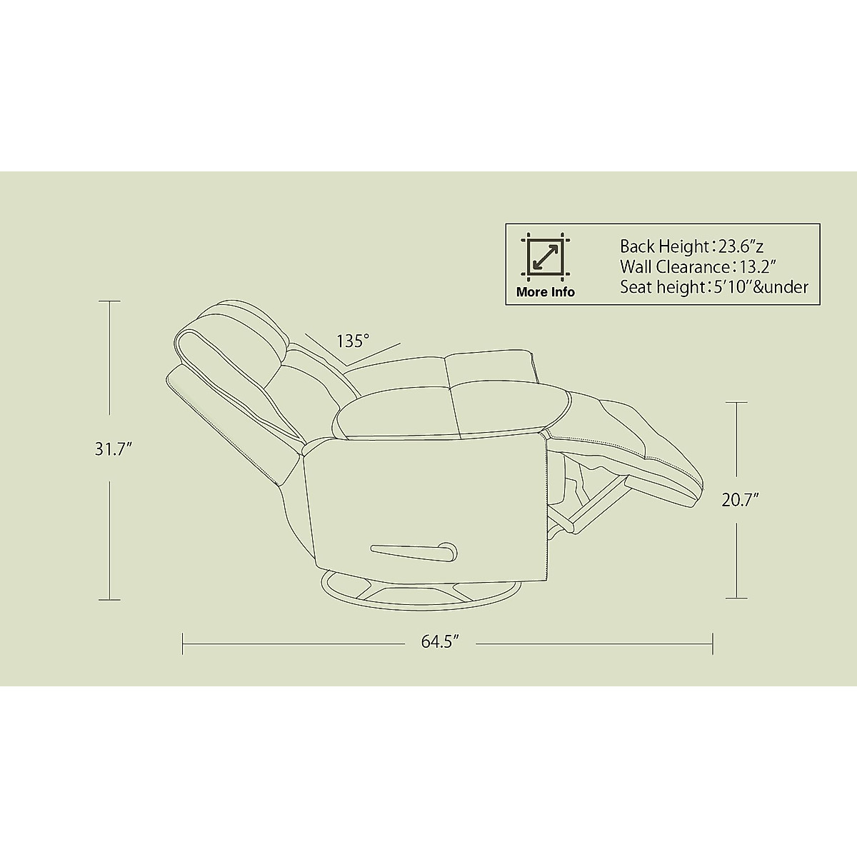 Oversized Rocker Recliner Chair, Manual Swivel Rocker Recliner for Living Room, Overstuffed Rocking Chair with Breathable Velvety Fabric, Soft Padded Headrest and Armrest, Green3