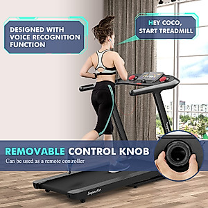 Goplus 4.75HP Folding Treadmill with 15% Auto Incline, Electric Superfit Treadmill w/Voice and APP Control, 20 Preset Programs, LED Touch Screen, Walking Jogging Running Machine for Home Office