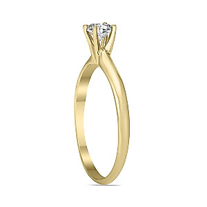 SZUL AGS Certfied 1/3 Carat Round Diamond Solitaire Ring in 14K Yellow Gold (K-L Color, I2-I3 Clarity)