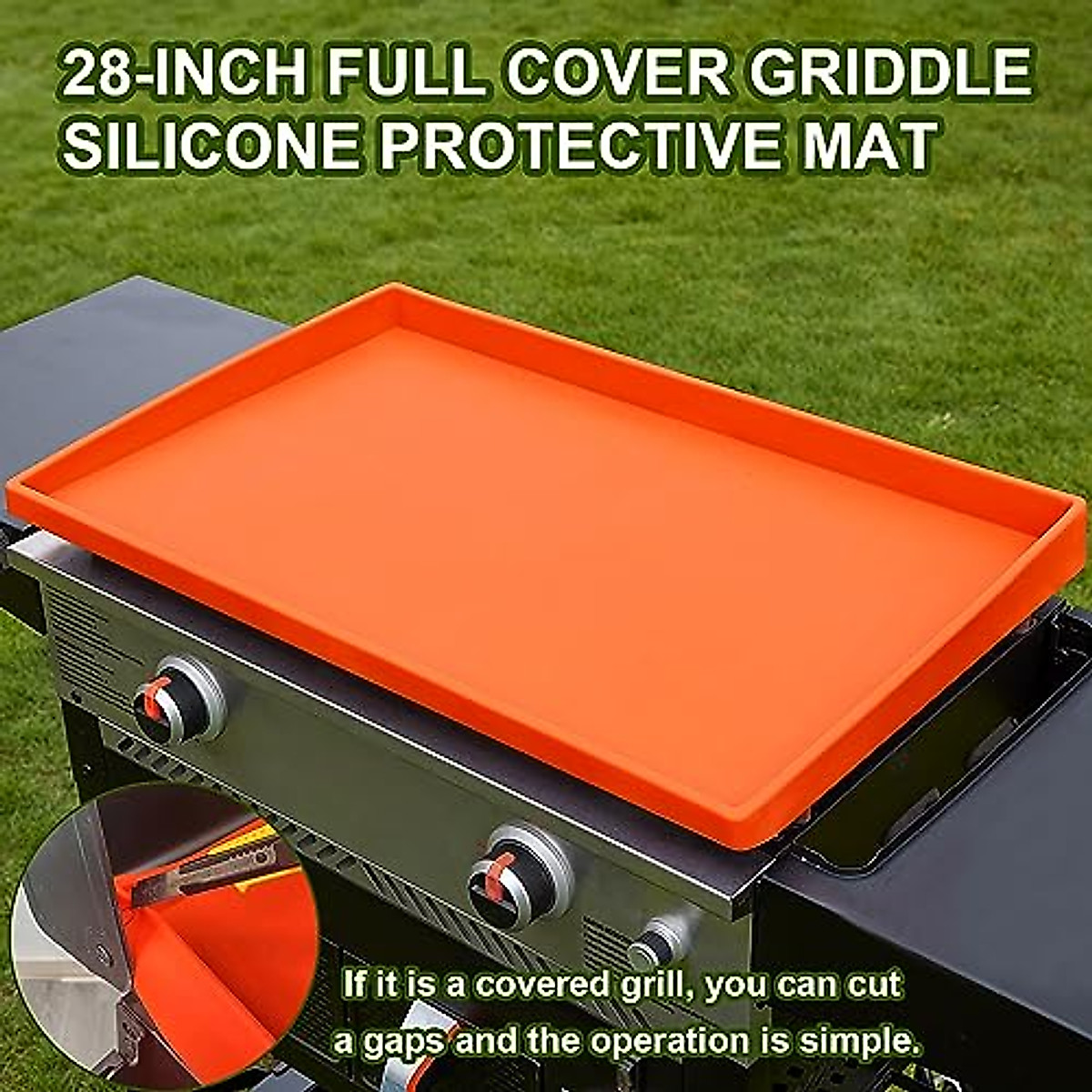 Upgraded Griddle Cover Mat for 28 Inch Blackstone Griddle, Full-edge Griddle Silicone Protective Mat, Heavy Duty Food Grade Silicone Grill Cover Protect Your Griddle from Insects, Debris and Rust