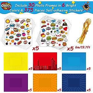 chiazllta 30 Pack Super Theme Hero DIY Picture Frame Craft Kit for Kids Fashion Hero DIY Photograph Craft Hero Children Stickers for hero Art Craft Home Classroom Game Activities