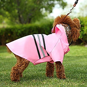Wizland Dog Raincoat Dog Rain Jacket with Hood Lightweight Waterproof Jacket X-Small to XX-Large Dogs and Puppies(Blushing,L)