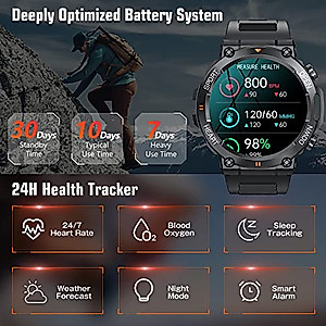 Smart Watches for Men,1.39” Military Grade Waterproof Fitness watches with Bluetooth(Answer/Make Call) ,Smartwatch for Android and iPhone Compatible, with Heart Rate, blood pressure, body temperature