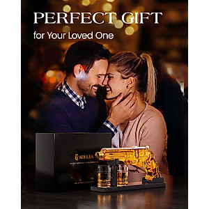 Gun Whiskey Decanter Sets for Men, Kollea Liquor Decanter Set with Glass, Unique Birthday Gift Ideas for Men Dad Father, Cool Anniversary Stuff Gifts for Him Husband, Dispenser for Bar Drinking Party