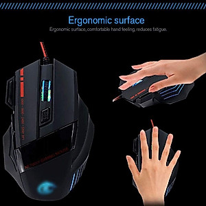 HJJWL Gaming Keyboard and Mouse, Backlit Mouse Keyboard Set, Three-Color Backlit Keyboard,Ergonomic Design，Seven Key Colorful Glowing Gaming Mouse, Up to 3200dpi