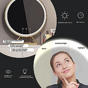 ZGNBSD Luxury Makeup Vanity Table - Makeup Table with Drawers, Stool & Smart Mirror | Elegant Bedroom Vanity Set for Glamorous Beauty