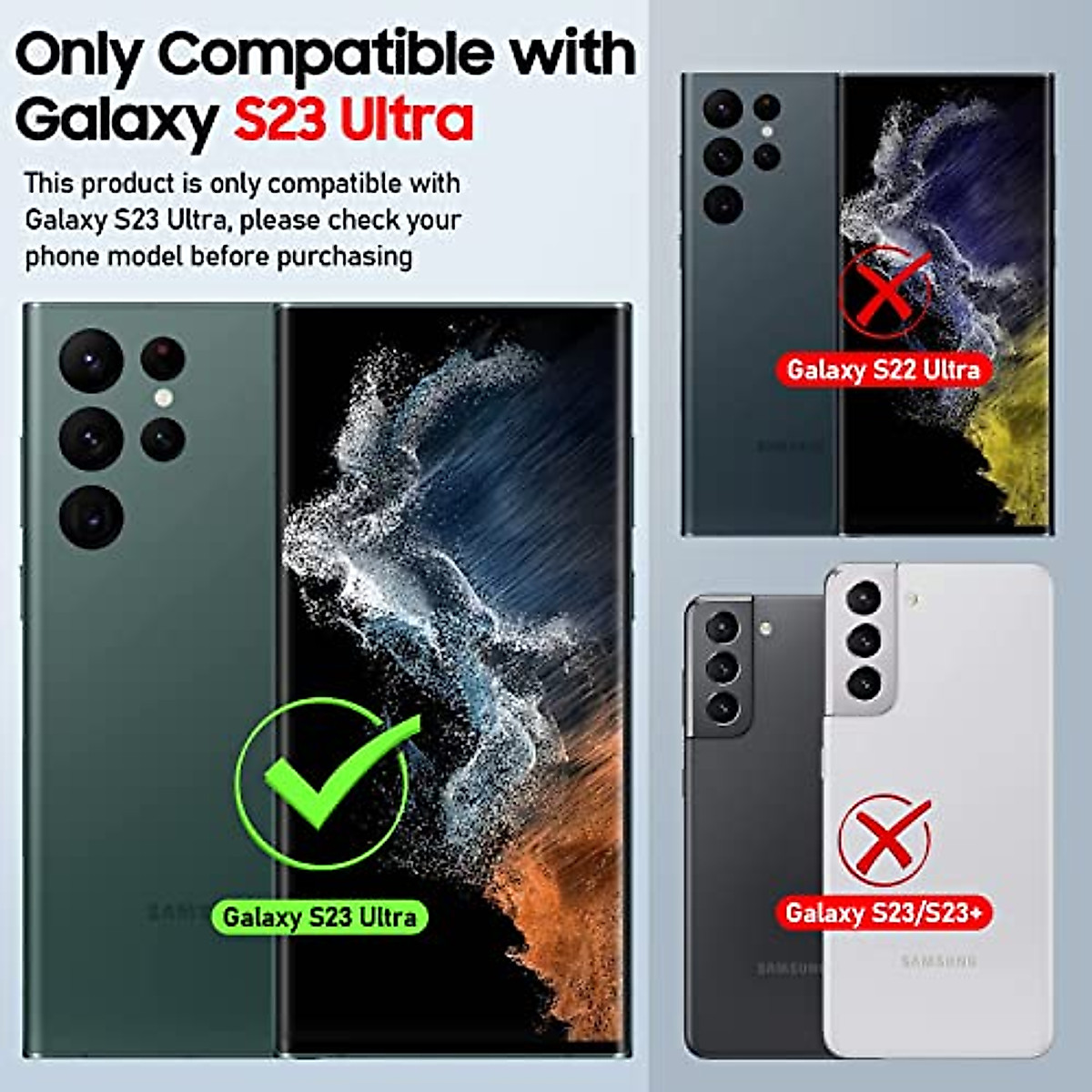 GooseBox for Samsung Galaxy S23 Ultra Wallet Case with Card Holder (5 Cards Slot), S23 Ultra Wallet Case for Women Men& Kickstand Double Layer TPU Heavy Duty Shockproof Rugged Case (Black)