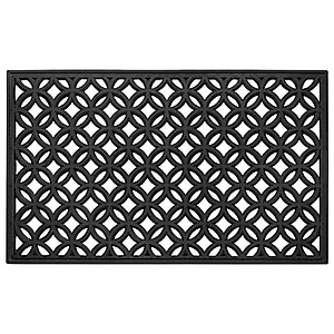 Wrought Iron Rubber Door Mat, Diamond - 18 Inch Width, 30 Inch Length - Durable, Easy to Clean & Decorative Outdoor Welcome Mats - Heavy Duty for All Weather - Doormat Traps Dirt, Debris, & Mud