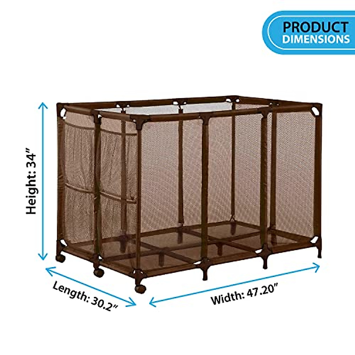 Essentially Yours Pool Noodles Holder, Toys, Floats, Balls and Floats Equipment Mesh Rolling Storage Organizer Bin, XXL, Brown Style 455119