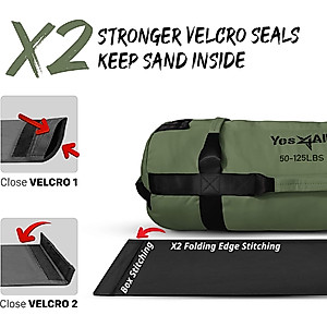 Yes4All Workout Sandbags, Heavy Duty Sandbags - Army Green - L