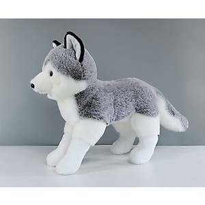 Ice King Bear Lifelike Siberian Husky Stuffed Animal - Plush Toy - 14 Inches Length - Standing