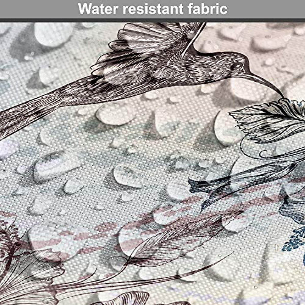 Ambesonne Hummingbird Fabric by The Yard, Birds and Hibiscus Flowers Nostalgia Antique Design Classical Print, Decorative Fabric for Upholstery and Home Accents, 1 Yard, Teal Brown