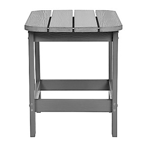 Flash Furniture Charlestown Tiered Commercial Poly Resin Adirondack Side Table - Gray - All-Weather - Indoor/Outdoor