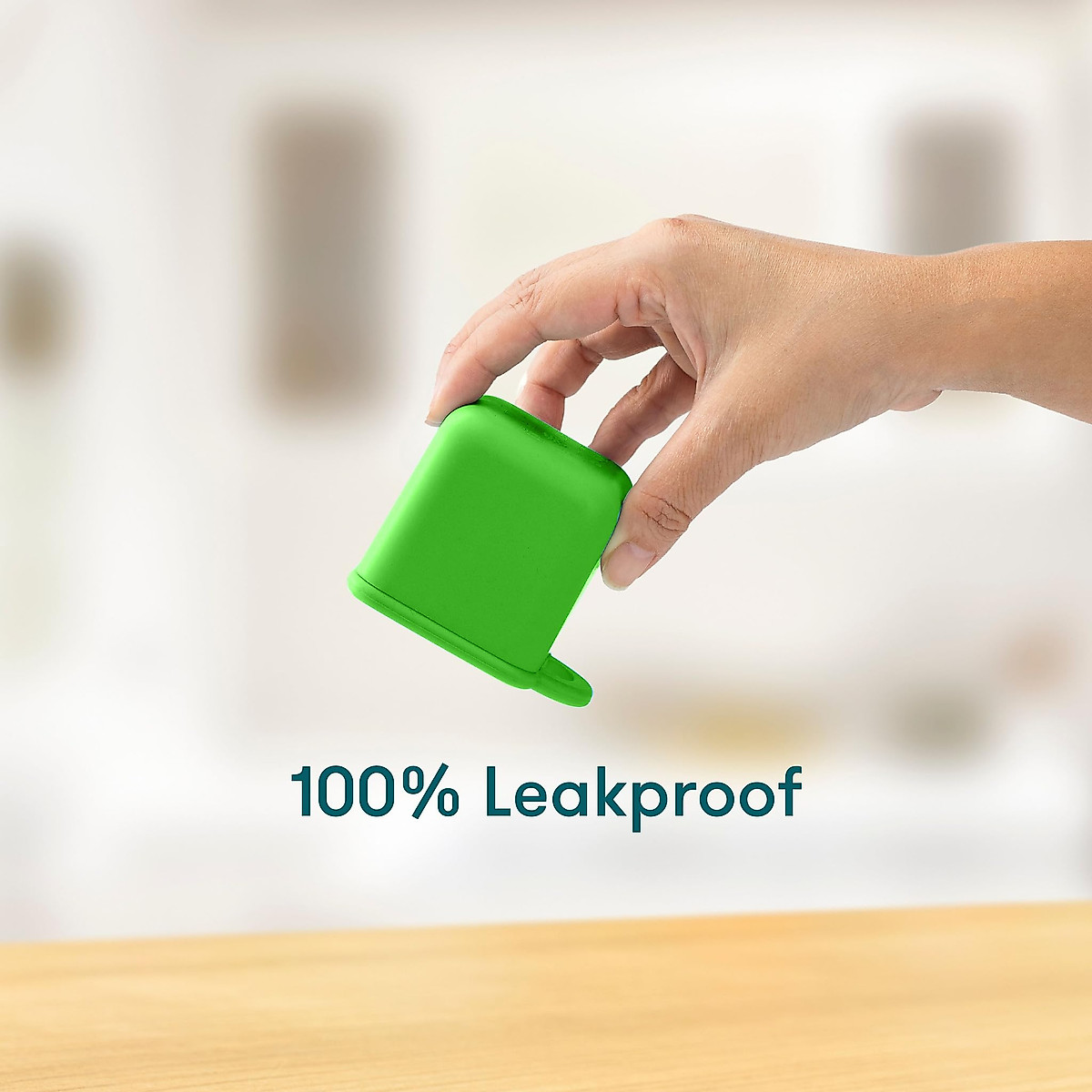 Omie OmieBox (2 pack) Leakproof Dips Containers To Go, Salad Dressing Container, Condiment Container with Lids - Food Safe Silicone - 4 ounces (Sea Blue/Green)