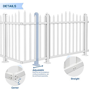 E&K 36"H x 84"W Vinyl White Picket Fence Panels Decorative Fencing for Front Porch Yard Garden Pool (20 Pickets, Scallop)
