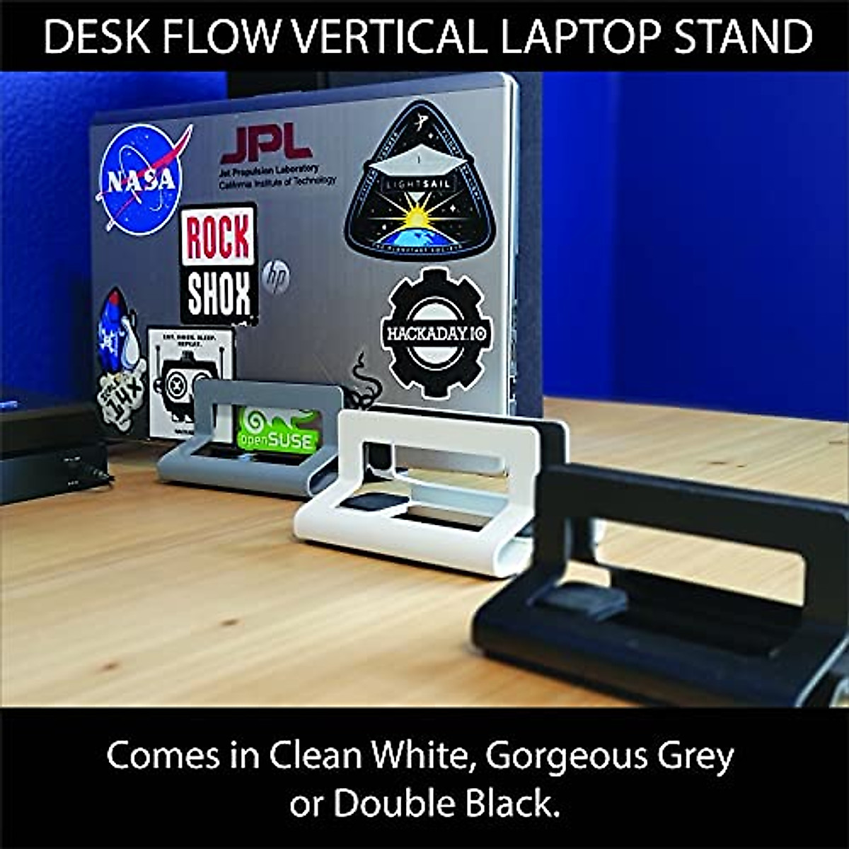 Vertical Laptop Stand for Desk - Adjustable Vertical Laptop Holder for Compatibility - Save Space & Improve Airflow with MacBook Vertical Stand - Suitable For All Laptop Holder Desk | White