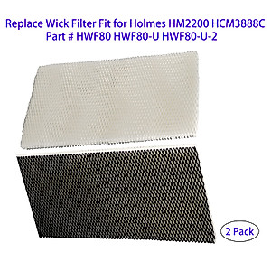 HWF80 Replacement Wick Filter Fit for Holmes HM2200 HCM3888C, Part # HWF80 HWF80-U HWF80-U-2, Replace Filter W (2 Pack)