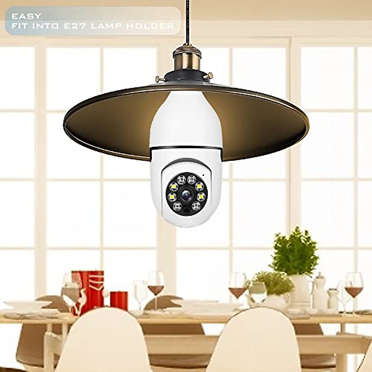 5G Light Bulb Home Security Camera, Wireless Video Surveillance Lightbulb Cameras, PTZ WiFi Panorama Camera with E27 Lamp Base, Full Color Night Vision & Two Way Audio