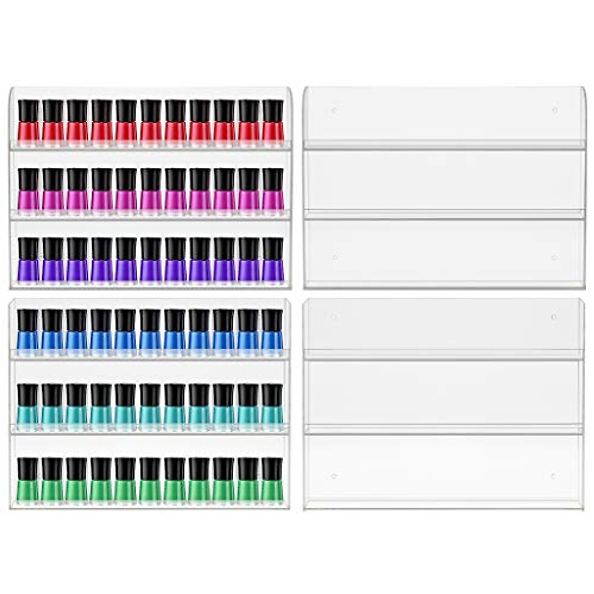 Sorbus Nail Polish Wall Rack Display Holder - Stylish Organizer for Home, Salon, Spa, Tattoo Shop, 6-Tiers, Holds Up to 90 Bottles, Acrylic 2-Piece Display