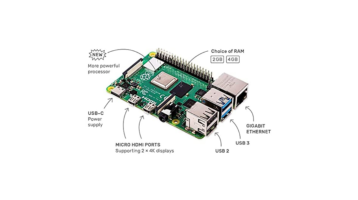 Raspberry Pi 4 Computer Model B 8GB Single Board Computer Suitable for ...
