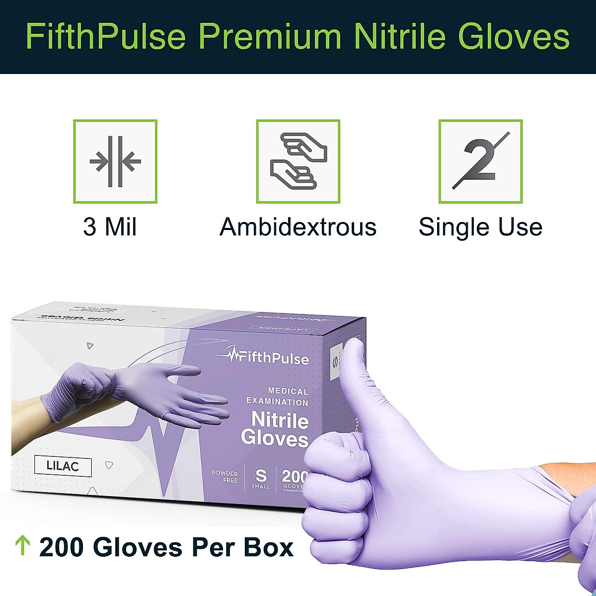Lilac Nitrile Disposable Gloves - 200 Count - 3 Mil Nitrile Gloves X Small - Powder and Latex Free Rubber Gloves - Surgical Medical Exam Gloves - Food Safe Cooking Gloves