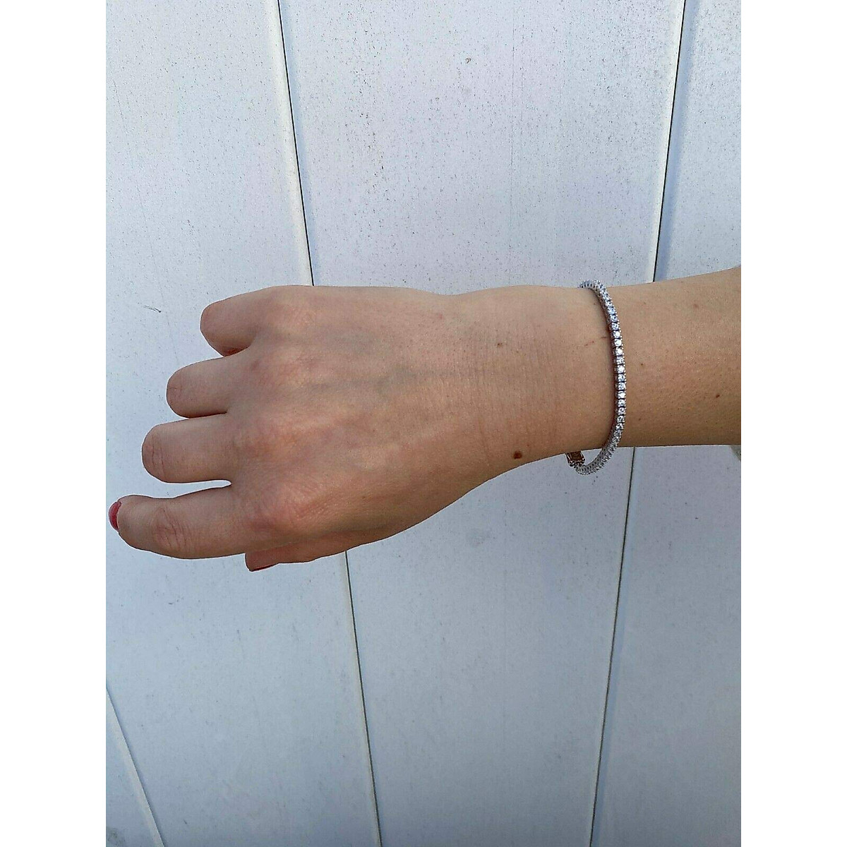 HarlemBling Real Solid 925 Sterling Silver 2mm CZ Tennis Bracelet - 6-8.5" Iced Diamond One Row Bracelet - Thin & Great For Classy Everyday Look (7.5)