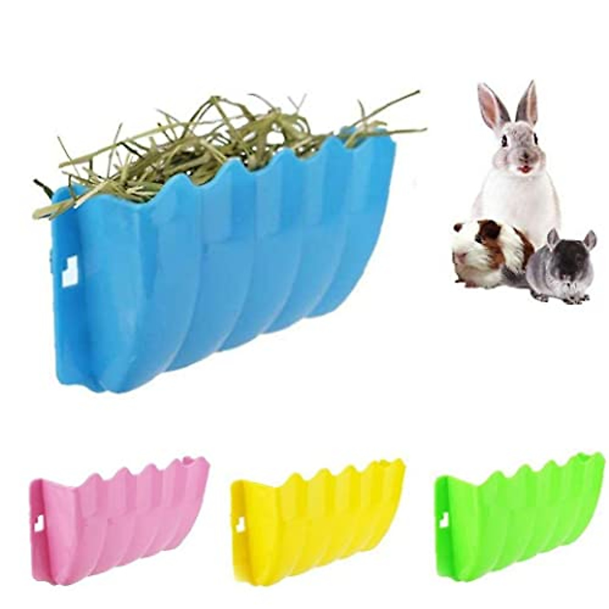 Hay Rack Rabbit Grass Feeder Plastic Hanging Hay Manger Hay Bowl External Shelf for Rabbit Bunny Chinchilla