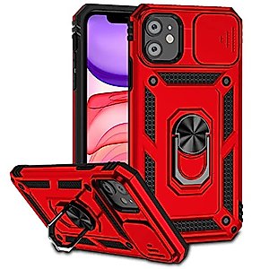 Hitaoyou iPhone 11 Case with Lens Protection, iPhone 11 Case with Camera Cover & Kickstand Military Grade Shockproof Heavy Duty Protective with Magnetic Car Mount Holder Phone case for iPhone 11 red