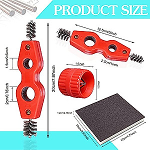 6 PCS Copper Pipe Cleaner and Reamer & Sanding Sponge Set, Include 2 PCS Copper Pipe Cleaner, 2 PCS Reamer & 2 Pack Sanding Sponge, 4 In 1 Pipe Deburring Brush for PVC PPR Copper Brass Aluminum Pipes