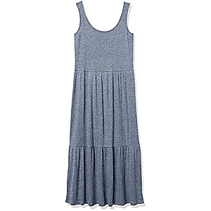Amazon Essentials Women's Cozy Knit Rib Sleeveless Tiered Maxi Dress (Previously Daily Ritual), Blue Marl, X-Small