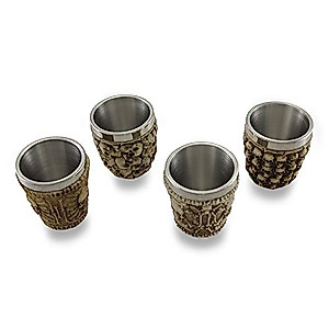 Things2Die4 Set of 4 Human Skull Themed Shot Glasses, Brown, One Size
