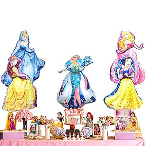 5 pcs Disney Princess balloons, disney-themed party supplies, Kids Birthday Party decorations.
