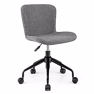 Giantex Home Office Chair with Wheels, Mid-Back Swivel Computer Chair Rolling Adjustable Linen Leisure Chair for Living Room, Bedroom & Meeting Room, Ergonomic Armless Task Chair (Gray)
