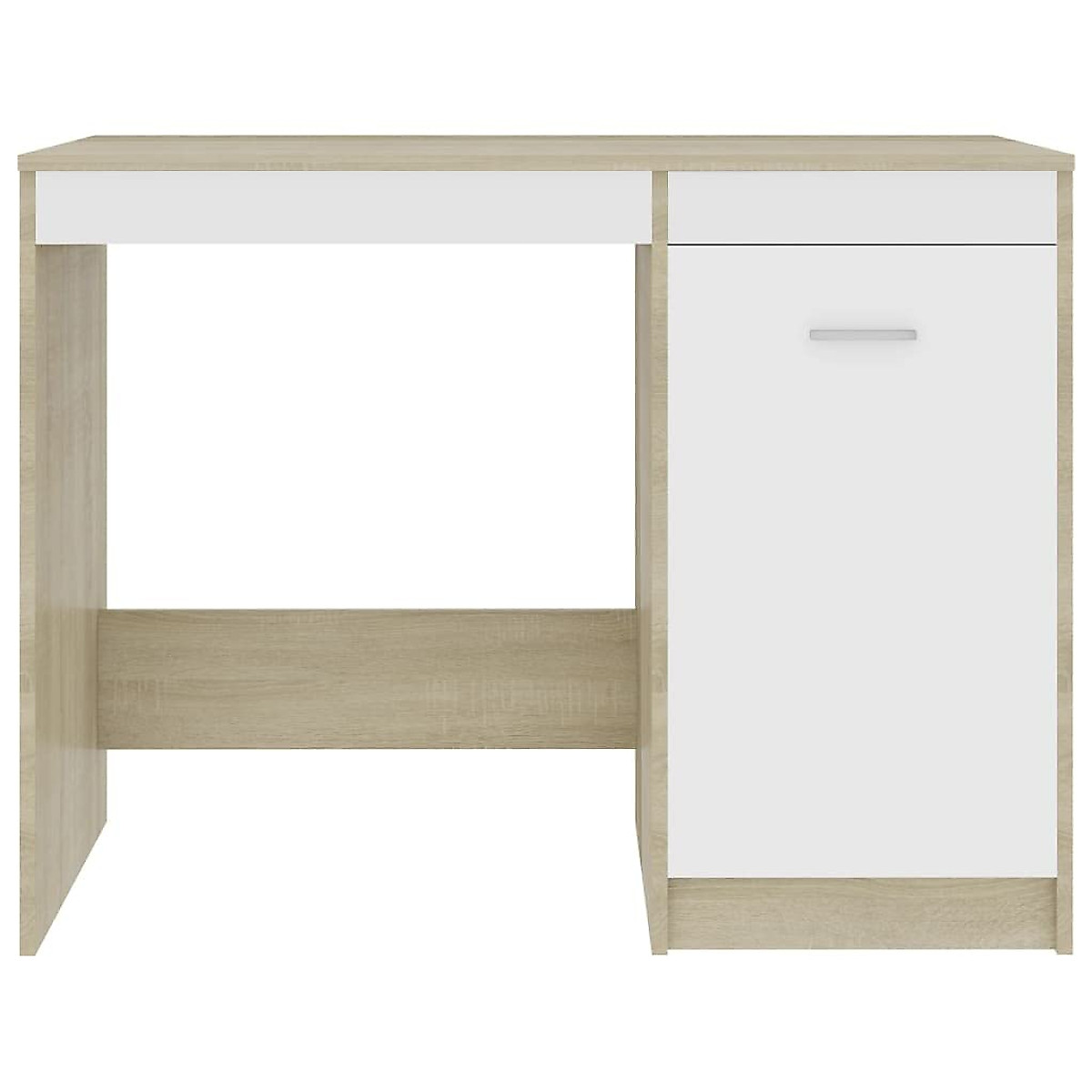 WRJENFSC Desk Writing Desks Secretary Desk Bedroom Desks Computer Desk with Storage White and Sonoma Oak 39.4"x19.7"x29.9" Engineered Wood Suitable for study, bedroom, living room, office