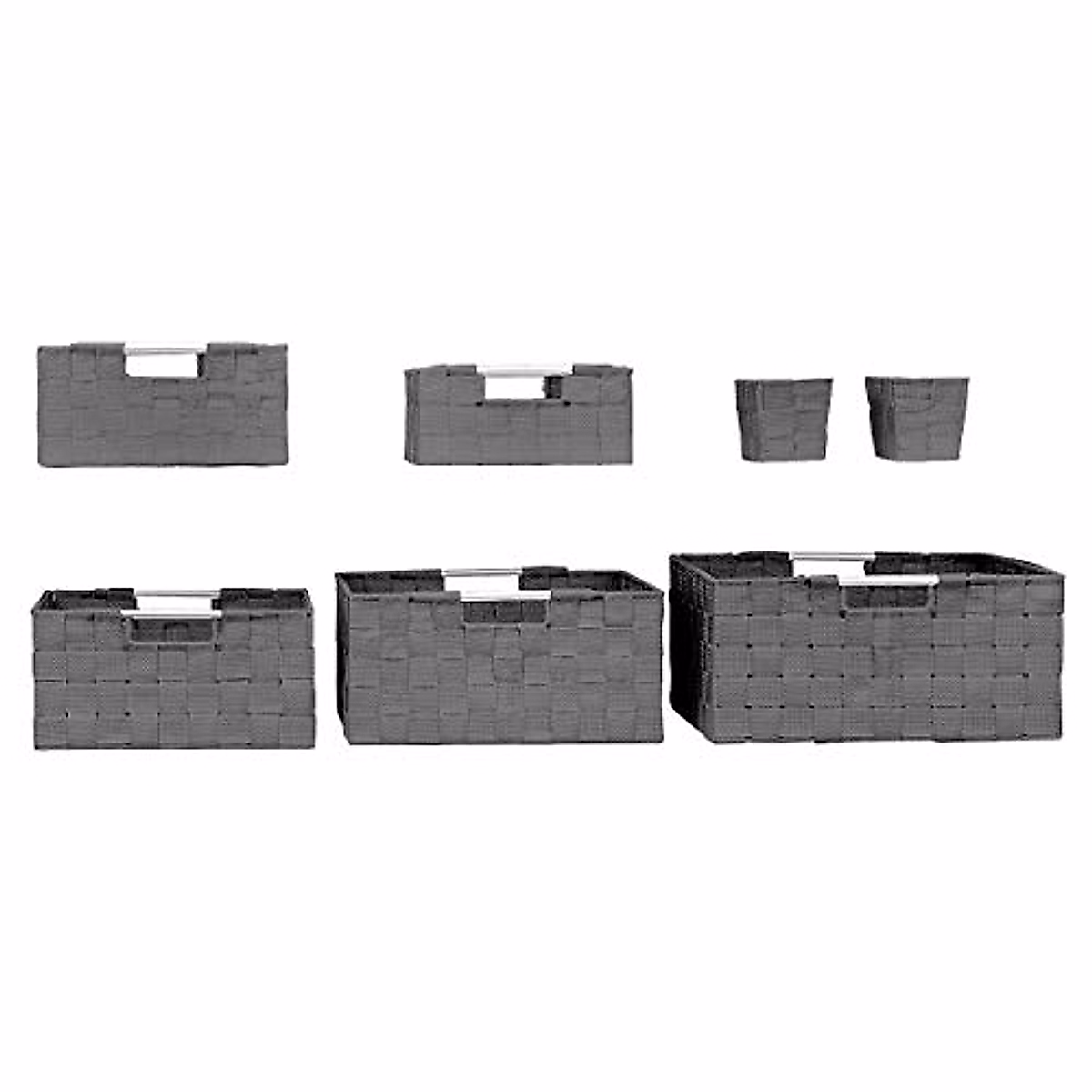 Sorbus Storage Box Woven Basket Bin Container Tote Cube Organizer Set Stackable Storage Basket Woven Strap Shelf Organizer Built-In Carry Handles (7 Piece - Grey)