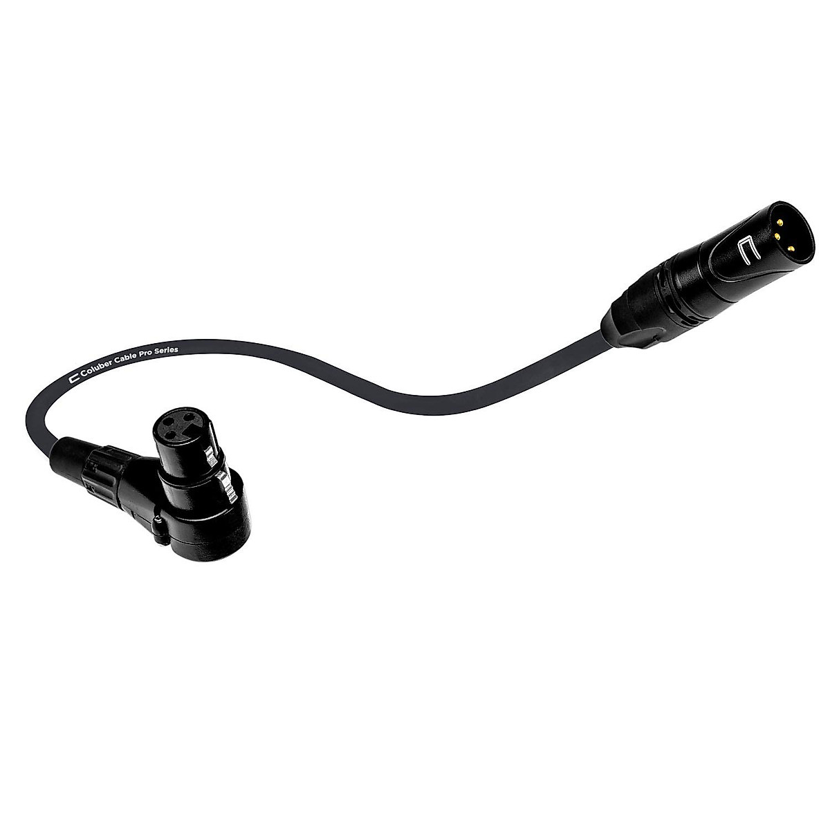 Balanced XLR Cable Male to Right Angle Female - 3 Feet Black - Pro 3-Pin Microphone Connector for Powered Speakers, Audio Interface or Mixer for Live Performance & Recording