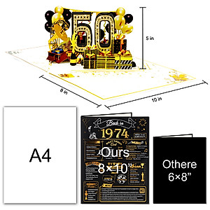 OLOSONG 50th Birthday Card for Men Women, 3D Pop Up 50th Birthday Gifts Cards for Him Her, Back In 1974 Funny 50 Year Old Birthday Decorations