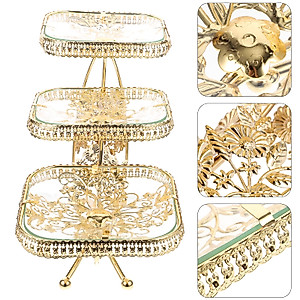 BESTOYARD 3 Tier Serving Stand European Style Glass Serving Platters Serving Trays for Snacks Appetizers Fruit Salad Cupcake Dessert Tea Party Display