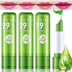 4 Pack Aloe Vera Lipstick,Long Wear Nourishing Lip stick,Waterproof Moisturizing Color Changing Lip Balm Lipstick,Lip Gloss,Magic Temp Color Change Matte Lip Gloss Makeup