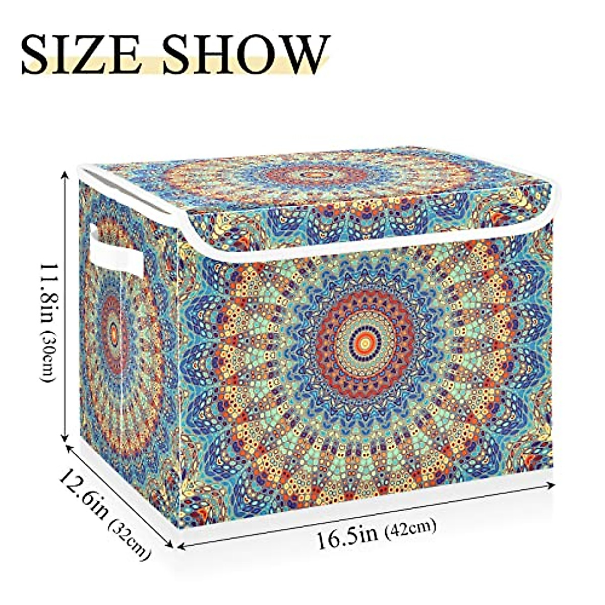 senya Large Storage Bins with Lids Large Closet Storage Bins Mandala Decorative, Foldable Fabric Storage Boxes with Handle for Home Bedroom Office(228vb9k)