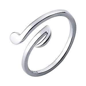 Izpack Minimalist Music Note Open Statement Ring S925 Sterling Silver Adjsutable Simple Wrap Cuff Expandable Finger Band Wedding Engagement Eternity Rings Jewelry Gifts for Women Daughter