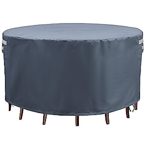 Garden Balsam Patio Furniture Cover Grey 108" D X 28" H Round Waterproof Outdoor Table Chair Set Covers Outdoor Sectional Cover Outdoor Furniture Set Cover